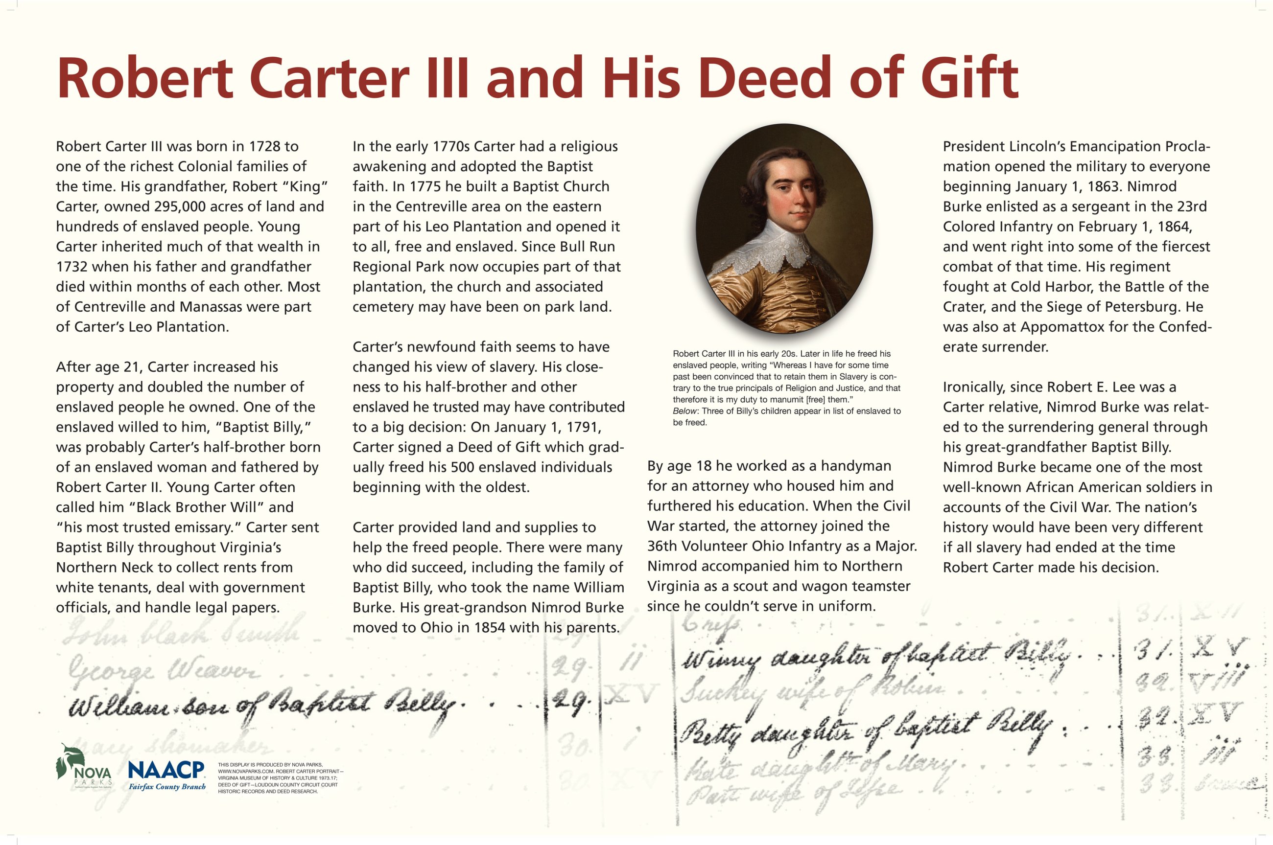 Park History Interpretive Series: Robert Carter III and His Deed of ...